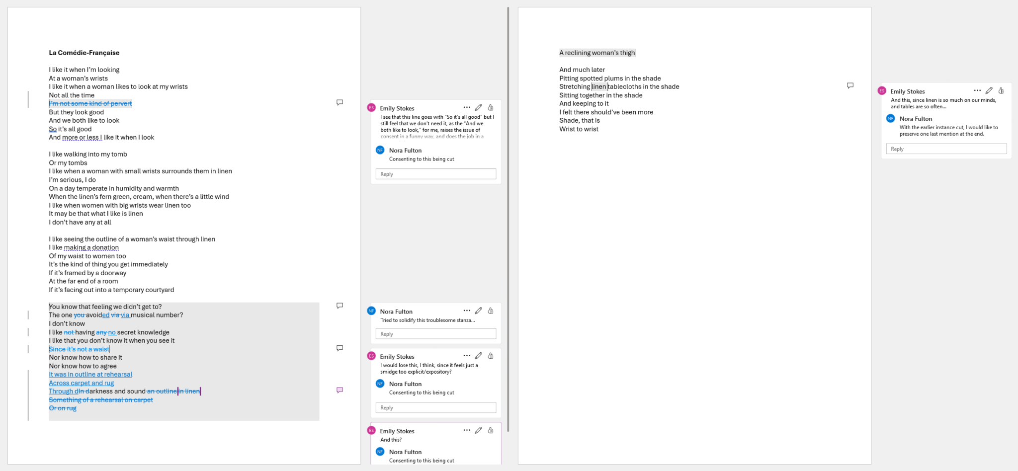 Making of a Poem: Nora Fulton on “La Comédie-Française” by Nora Fulton