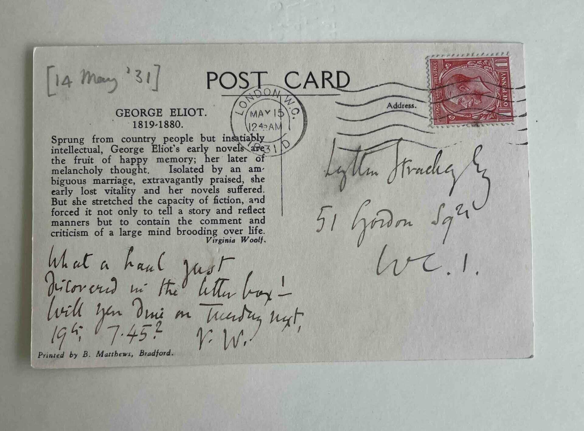 Postcards from Virginia Woolf by Sarah Bochicchio